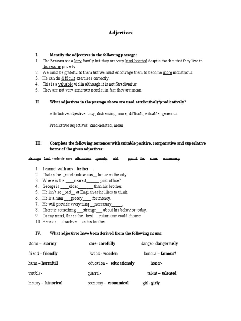 Adjectives Verbs Tenses Tutorials | PDF | Adjective | Verb