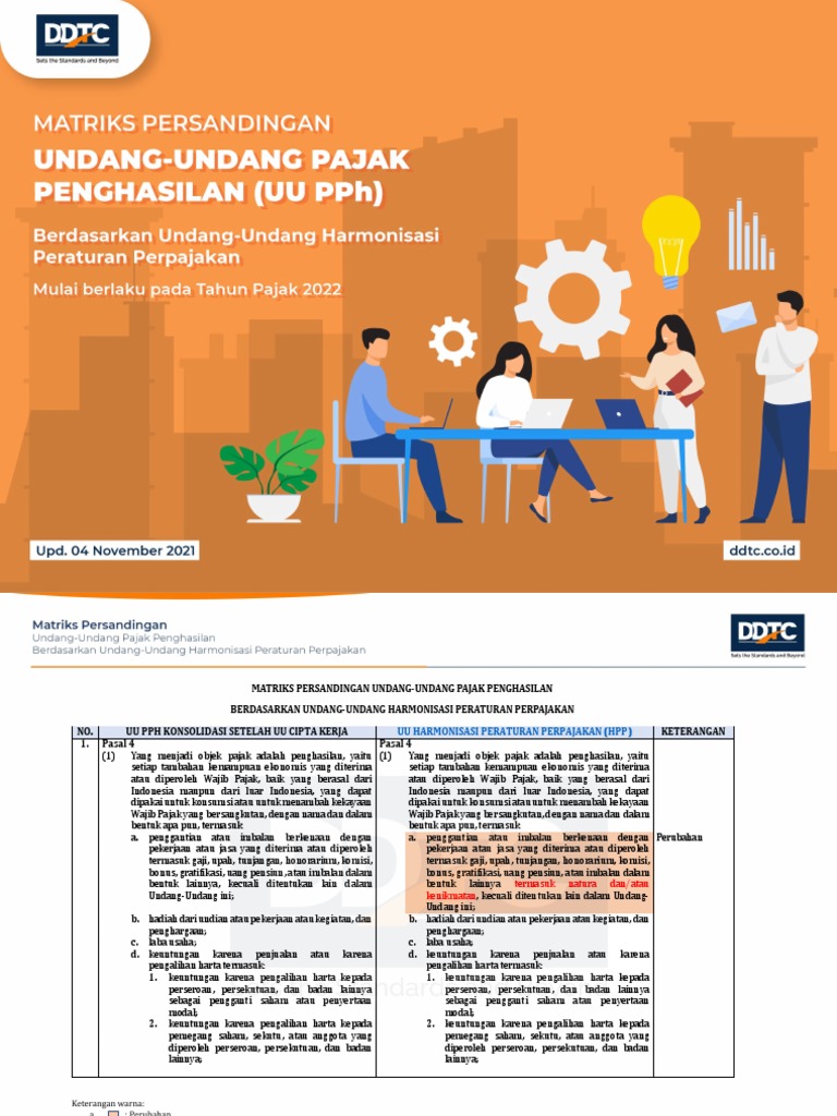 Matriks Persandingan Undang-Undang Pajak Penghasilan Berdasarkan Undang ...