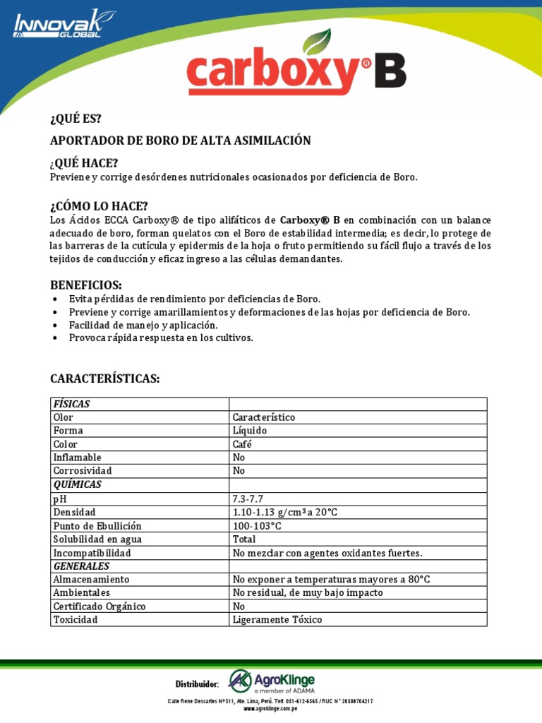 Ficha Técnica Carboxy B | PDF | Boro | Hoja