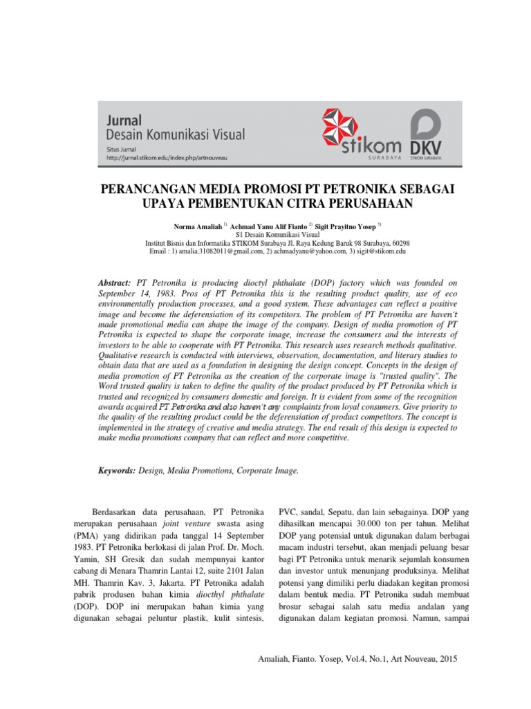 Perancangan Media Promosi PT Petronika Sebagai Upaya Pembentukan Citra Perusahaan | PDF ...