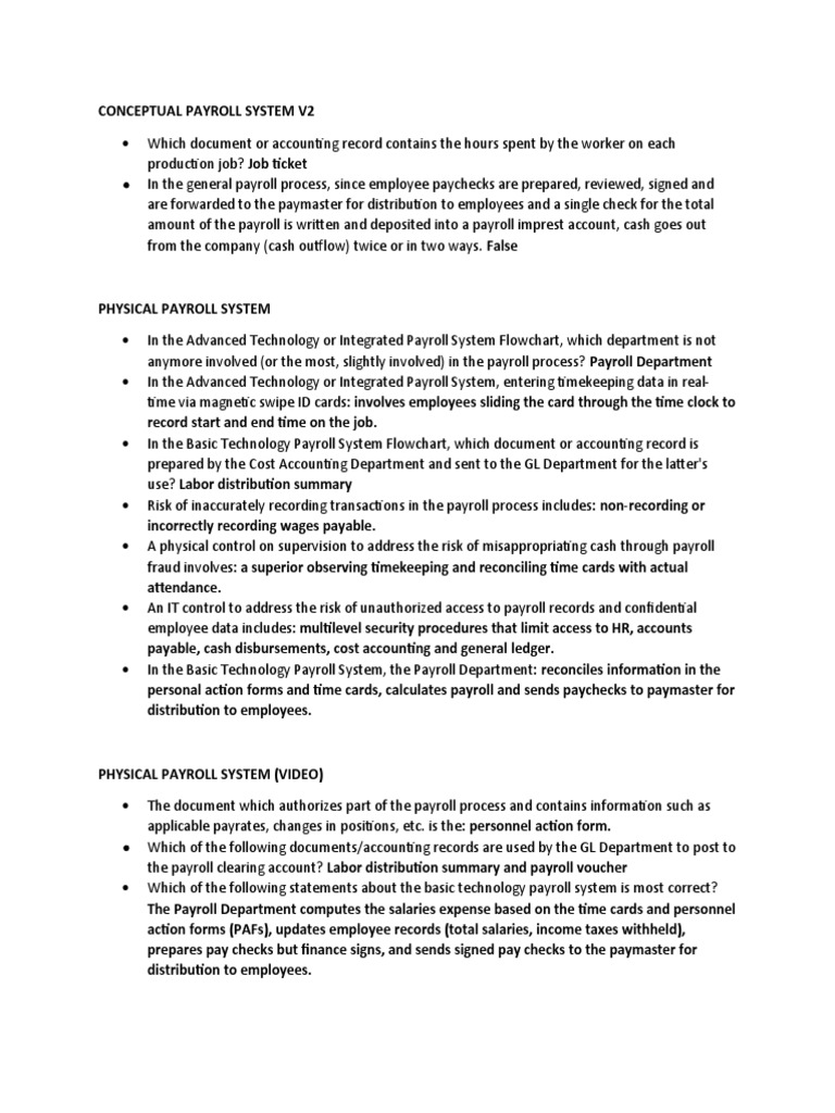 AIS Expenditure Cycle Self Test | PDF | Payroll | Paycheck
