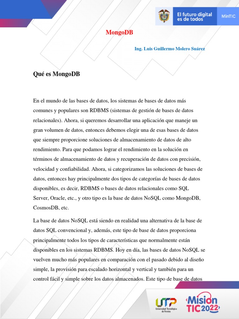01 Mongodb | PDF | Mongo Db | Bases de datos