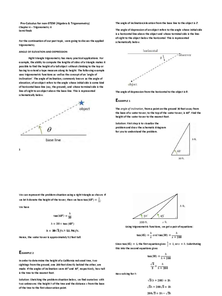 Pre-Calculus For non-STEM (Algebra & Trigonometry | PDF | Trigonometry ...