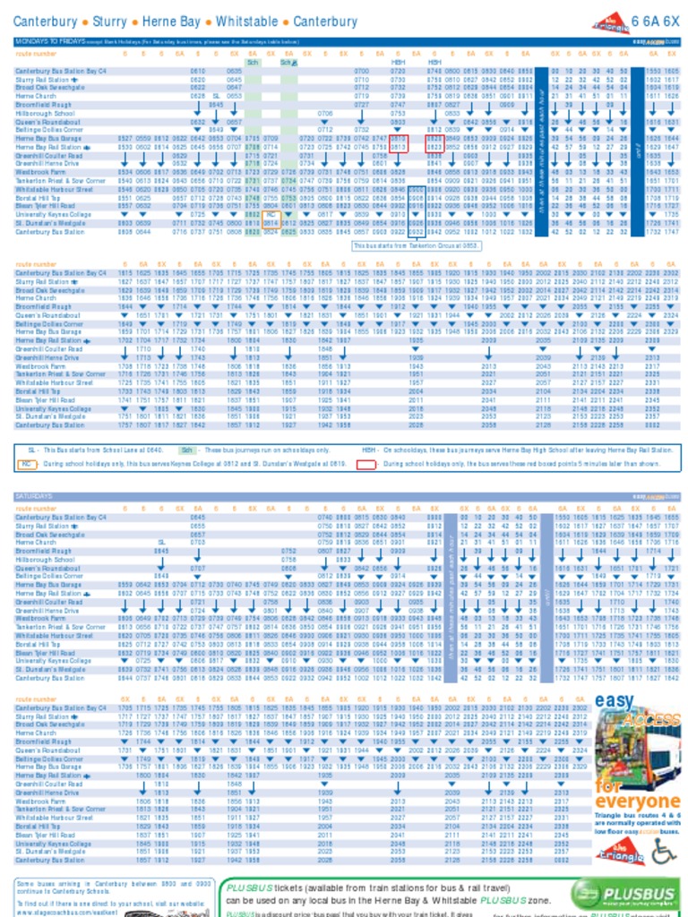 Timetable 6 6A 6B 6X Triangle | PDF