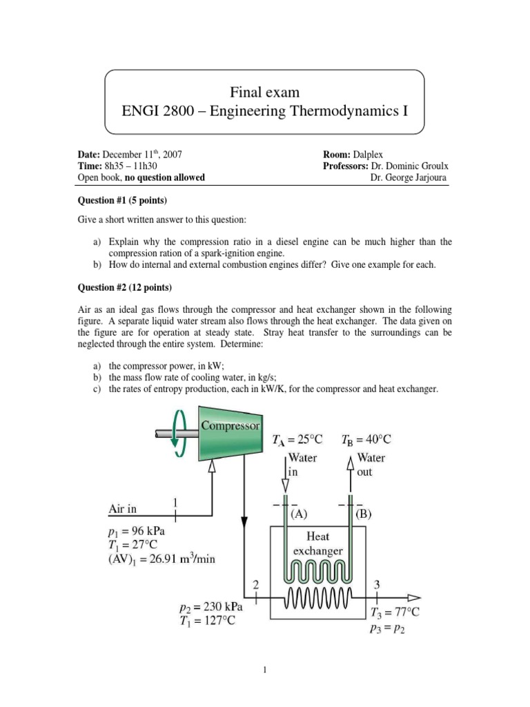 Thermo Exam | PDF | Steam | Heat Exchanger