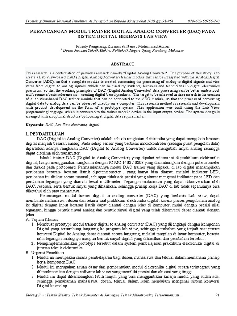 Perancangan Modul Trainer Digital Analog Converter (Dac) Pada Sistem Digital Berbasis Lab View ...