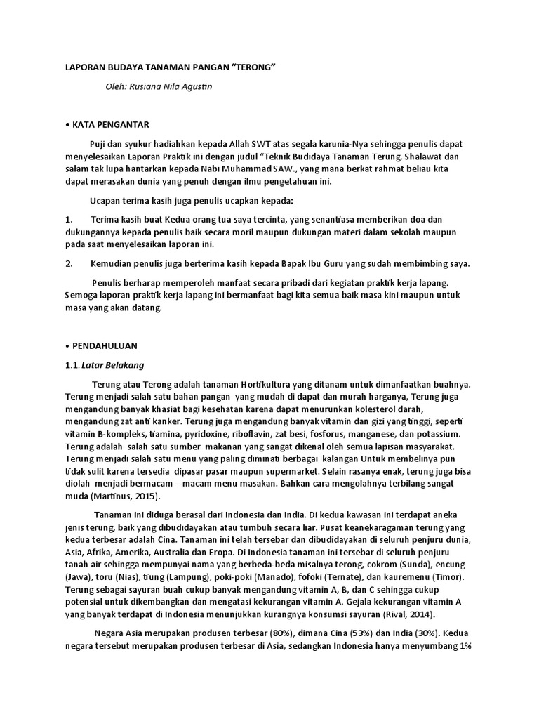 Laporan Tanaman Pangan Terong | PDF | Griya & Taman | Teknologi & Rekayasa
