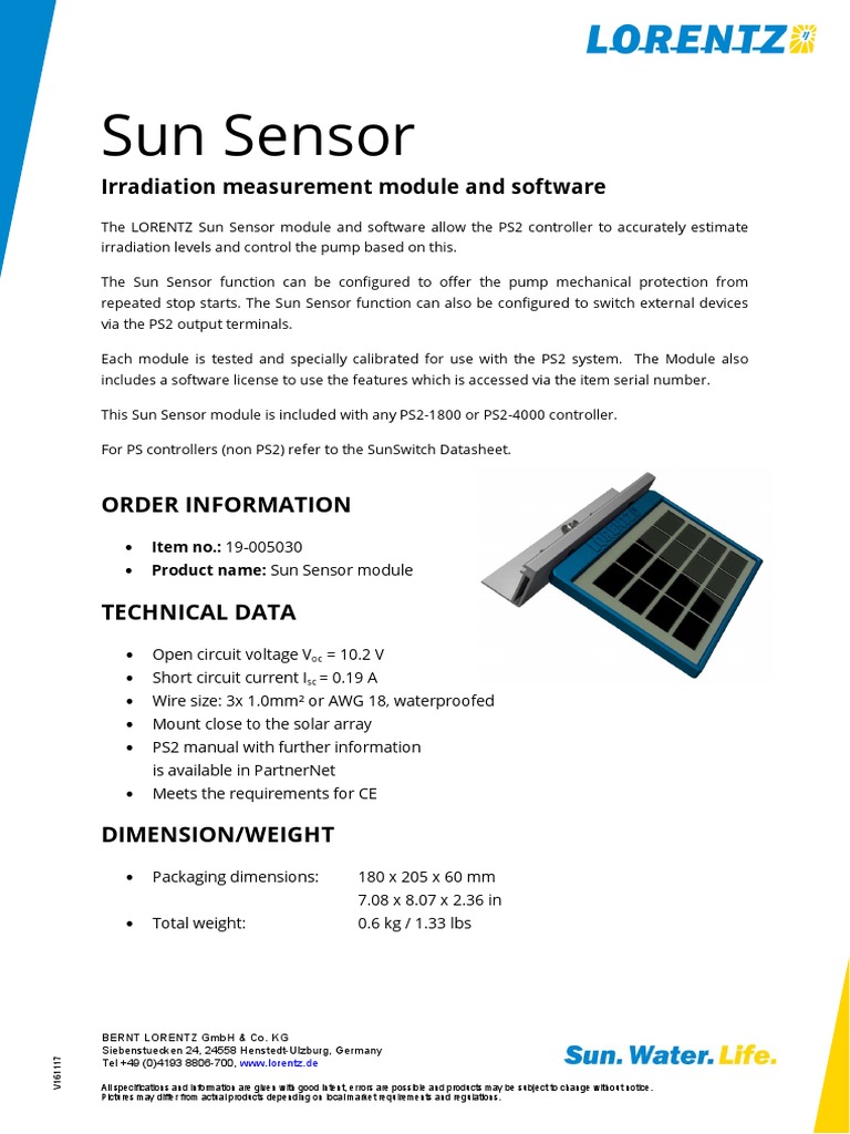 LORENTZ Sun Sensor Module Overview | PDF