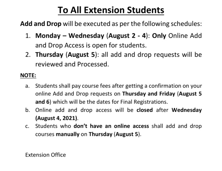 Add and Drop Notice | PDF