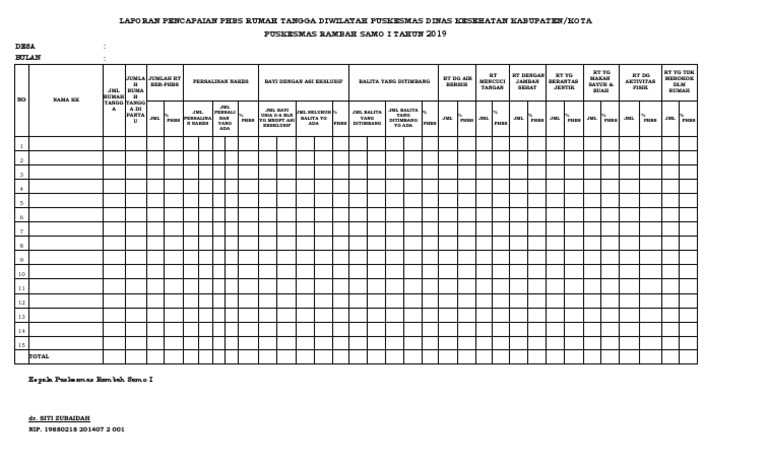 Form Pendataan PHBS | PDF