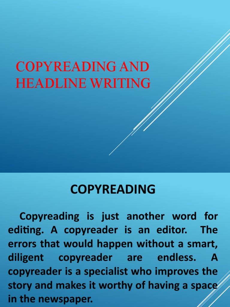 Copyreading and Headline Writing | PDF | Copy Editing | Writing