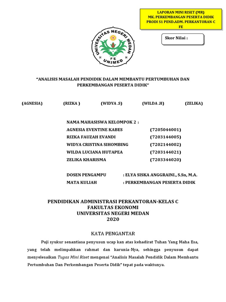 Mini Riset (MR) Perkembangan Peserta Didik Kelompok 2 | PDF
