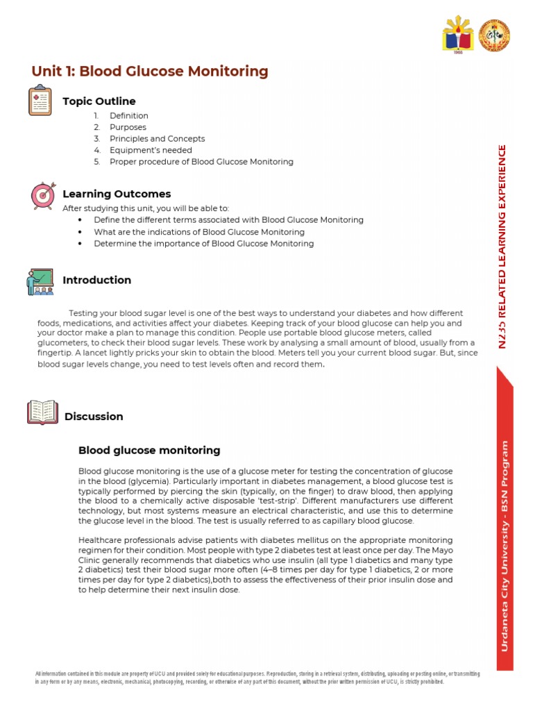 Study Guide Blood Glucose Monitoring | PDF | Hyperglycemia | Hypoglycemia