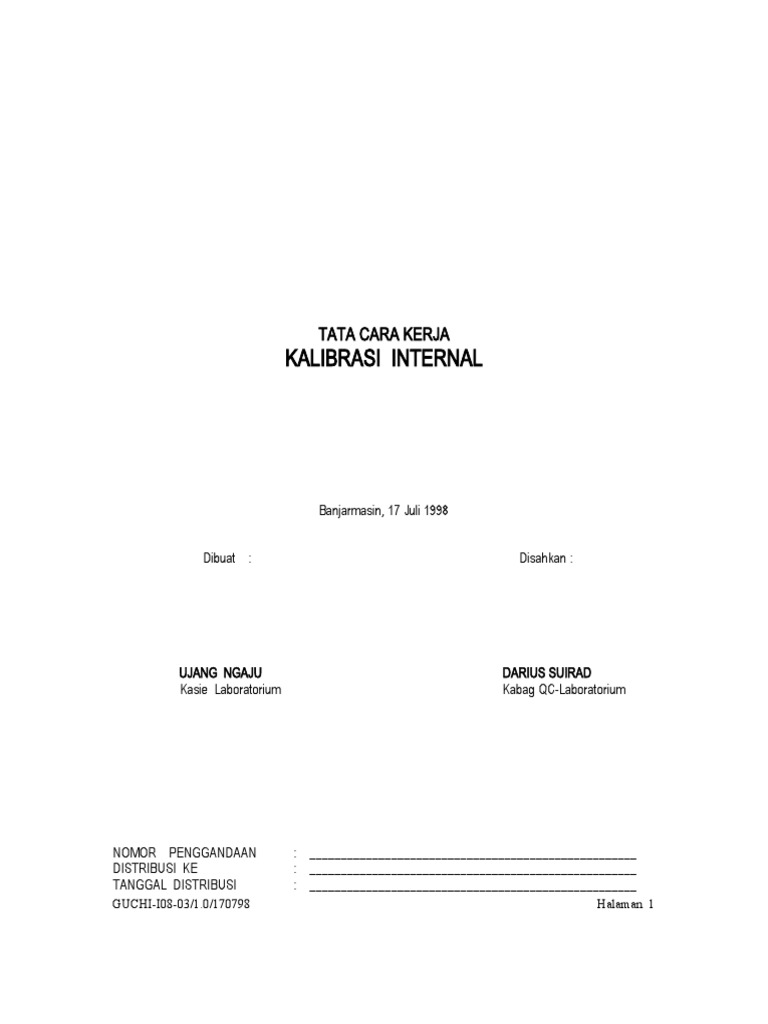Prosedur Kalibrasi Internal Alat Lab | PDF