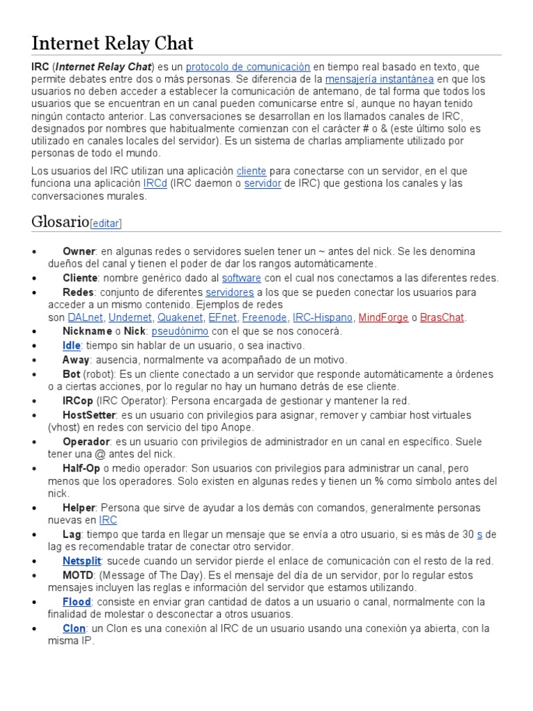 Internet Relay Chat | PDF | Internet Relay Chat | Red de arquitectura