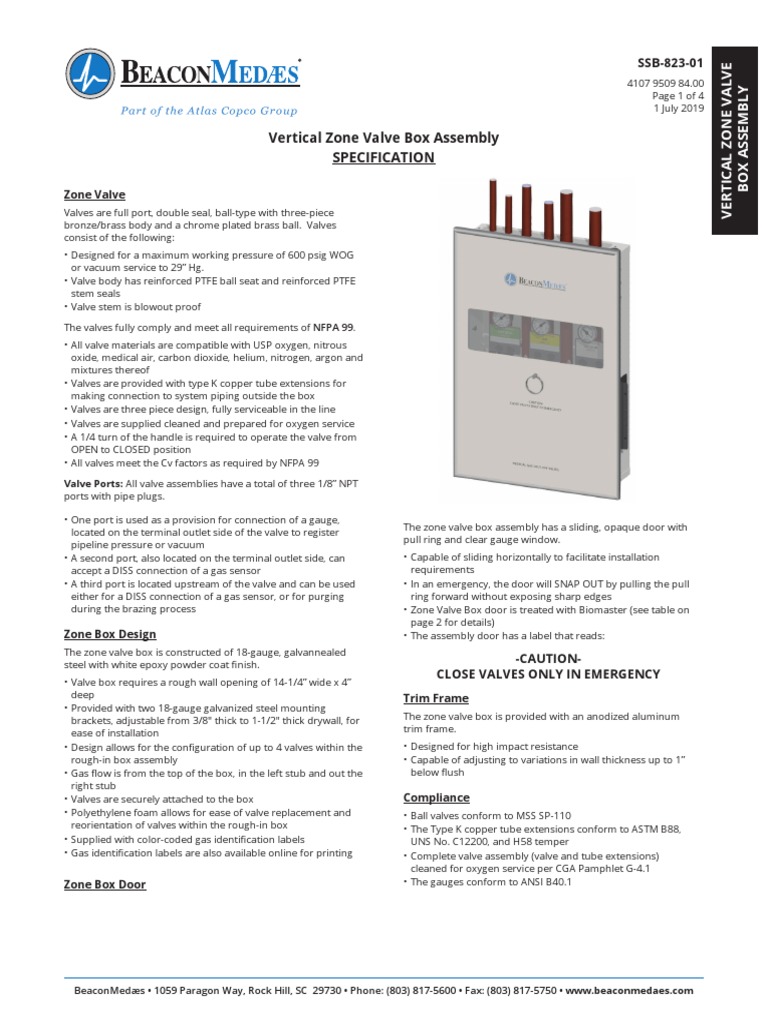 Vertical Zone Valve Box Specification Sheet SSB-823-01 4107 9509 84 | Download Free PDF | Valve ...