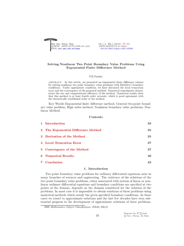 Solving Nonlinear Two Point Boundary Value Problem | PDF | Numerical Analysis | Finite Difference
