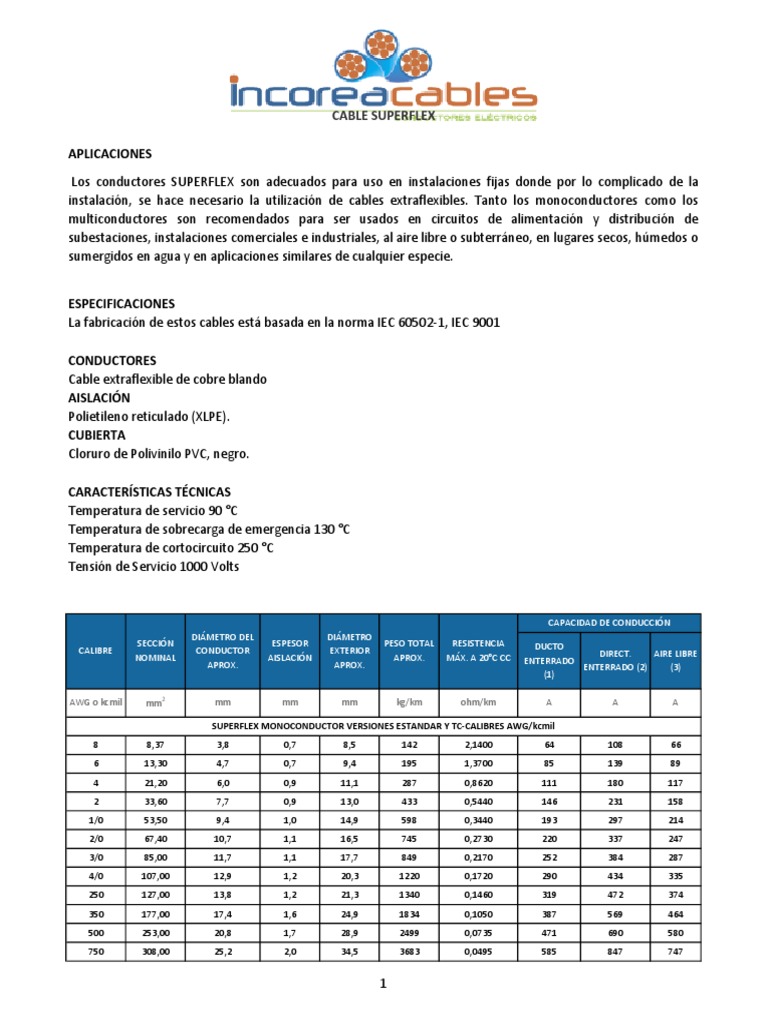 Cable Superflex | PDF | Sustancias químicas | Cantidades fisicas