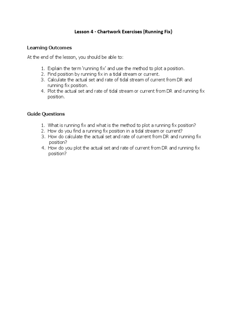 NAV 3 Lesson 4 Running Fix | PDF | Speed | Latitude