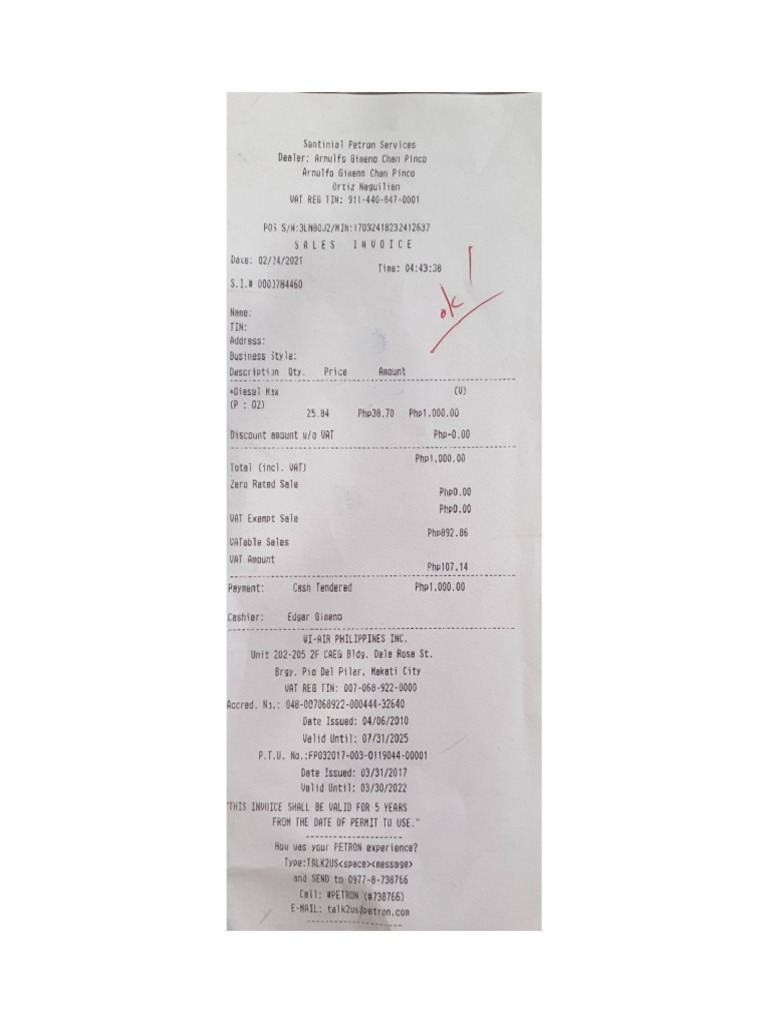 Receipt Diesel | PDF