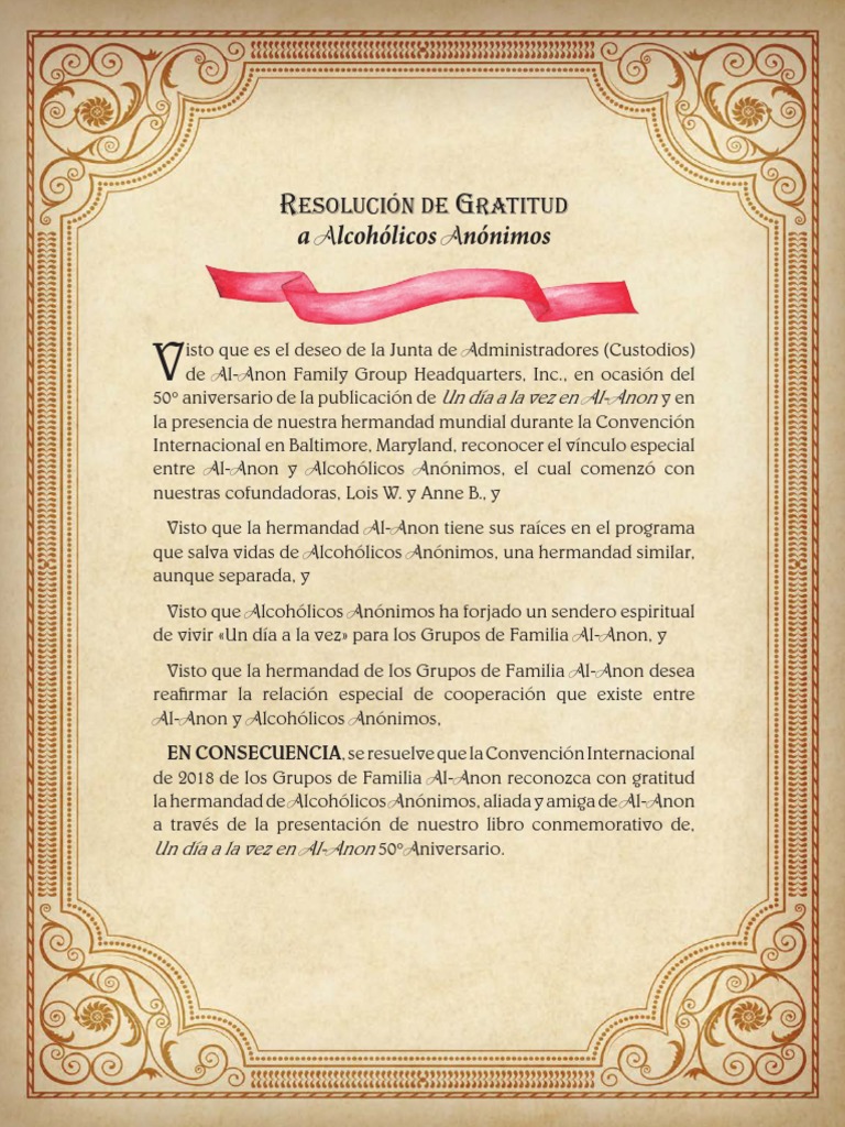 Resolution of Gratitude AA SP | PDF