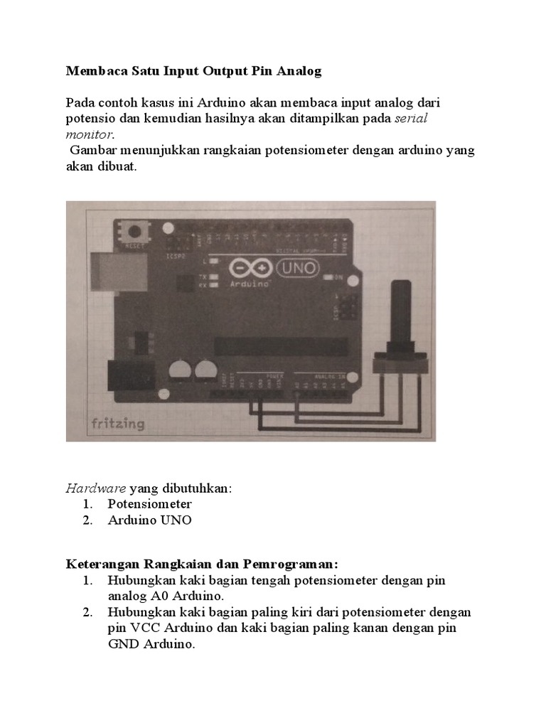 Membaca Input dari Pin Analog A0 Arduino | PDF | Metode & Bahan Ajar ...