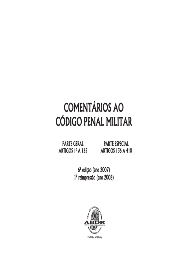 2008 - Jorge César de Assis - Comentários Ao Código Penal Militar ...