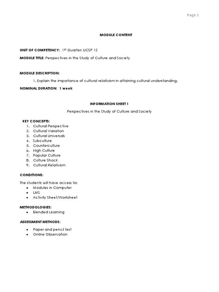 Ucsp 12 Module Q1 Week 3 | PDF | Sociology | Philosophical Theories