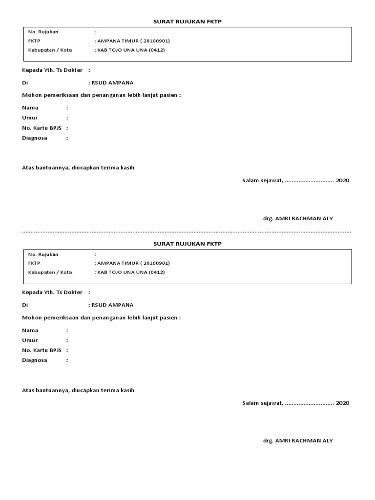 Surat Rujukan FKTP | PDF
