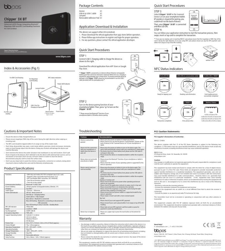 Chipper 3X BT: Step 3 | PDF | Emv | Mobile App
