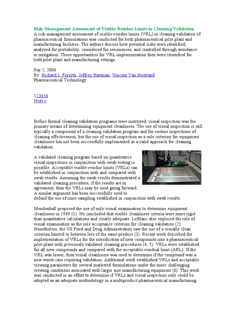 Risk Assesment For Cleaning Validation | PDF | Risk Management | Risk