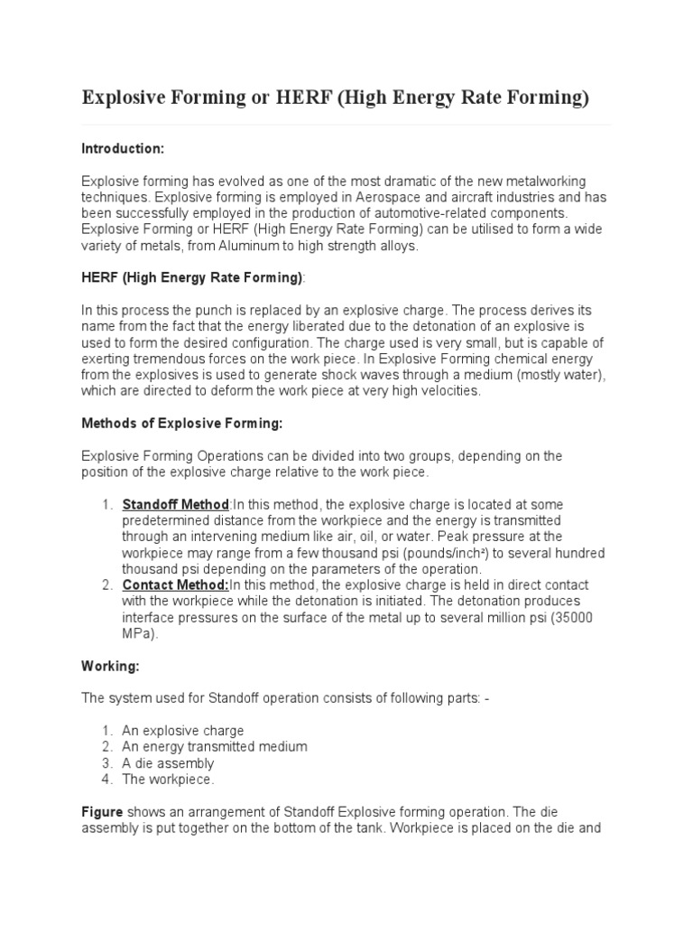Explosive Forming or HERF | PDF | Inductor | High Voltage