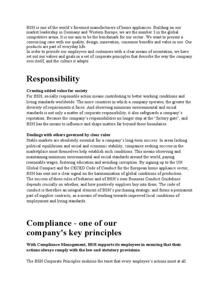 BSH Is One of The World | PDF | Board Of Directors | Efficient Energy Use