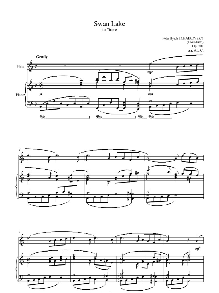 Theme From 'Swan Lake' (FL, PF) | PDF | Classical Compositions ...