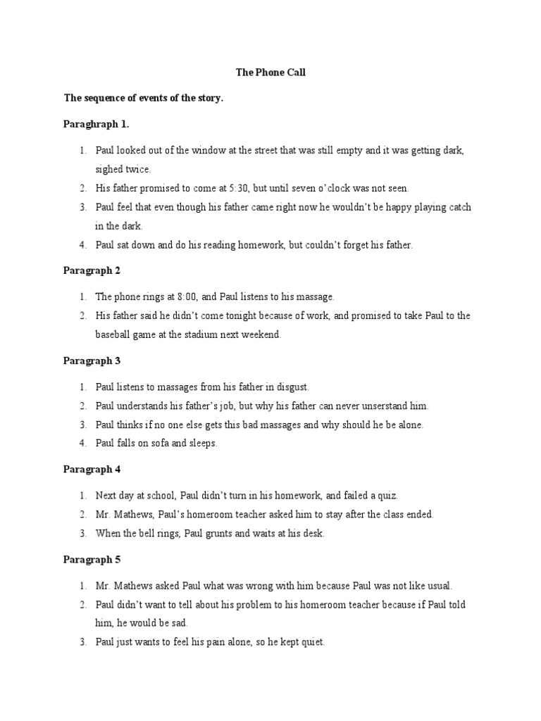 The Phone Call Reading Analysis | PDF