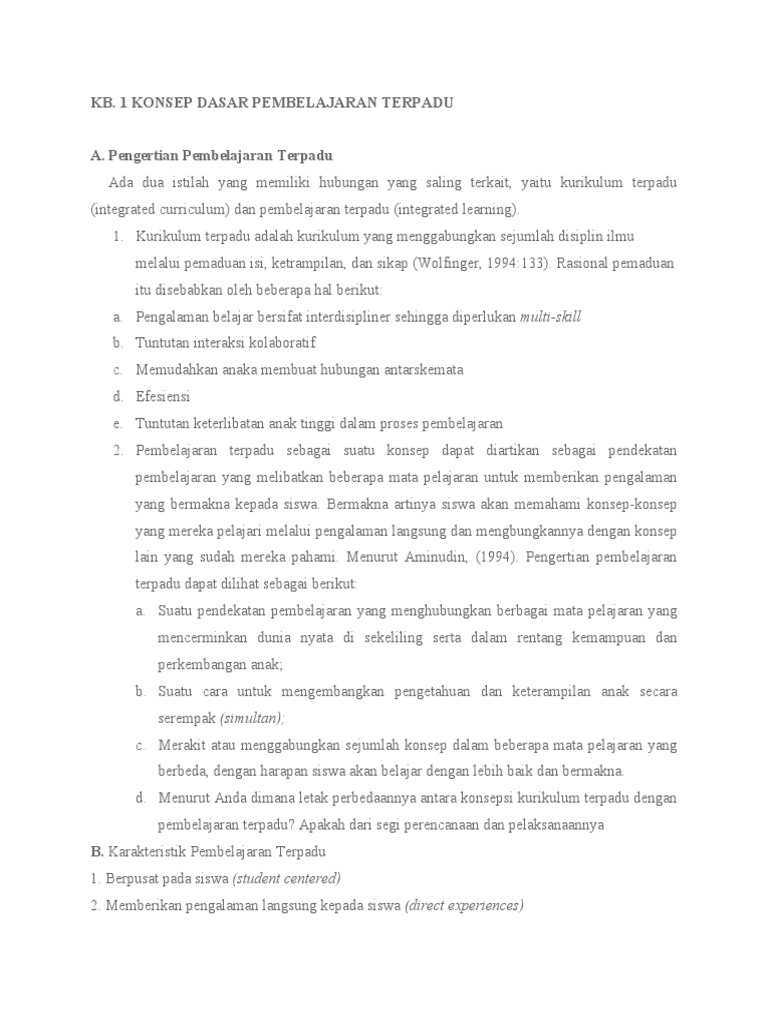 KB 1 PEMB - TERPADU Modul 1 | PDF