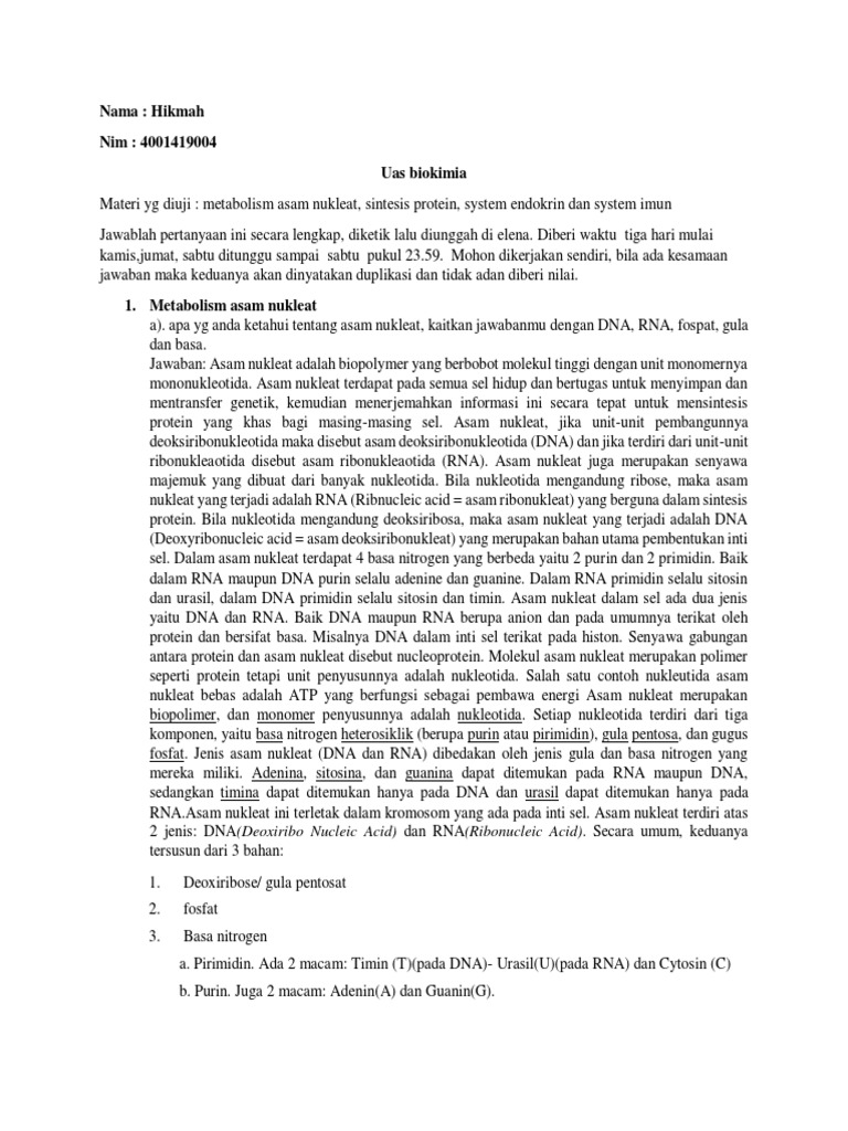 Hikmah - Uas Biokimia | PDF | Kajian Bahasa Asing | Kesehatan Holistik