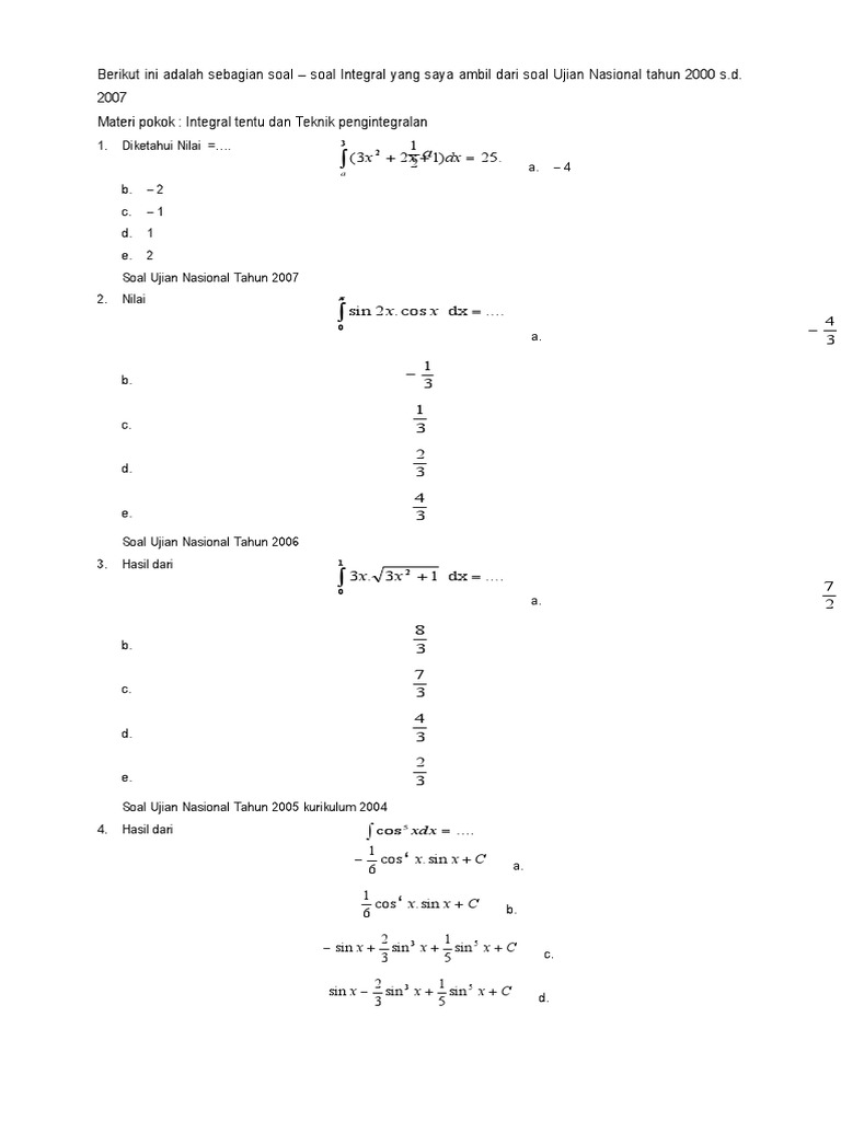 Kumpulan Soal Integral | PDF