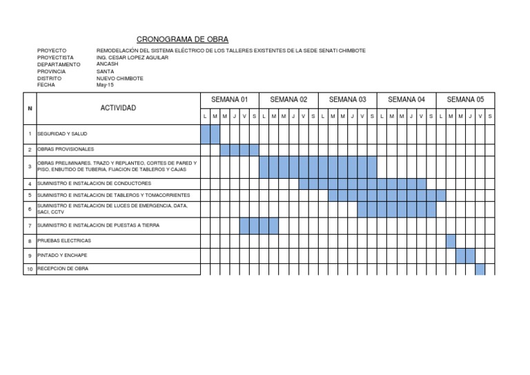 Programa de Ejecucion de Obra | PDF