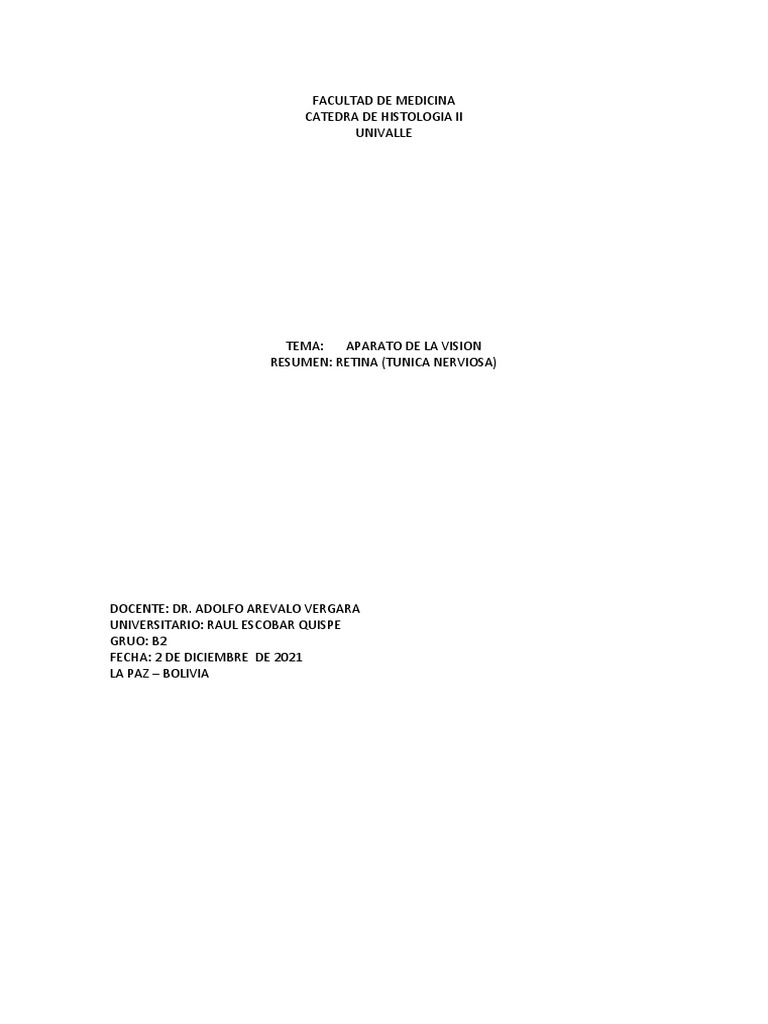 Fotorreceptores: Bastones y Conos en Retina | PDF | Retina | Percepción ...