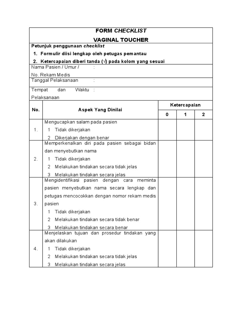 Form Checklist VT | PDF | Sains & Matematika