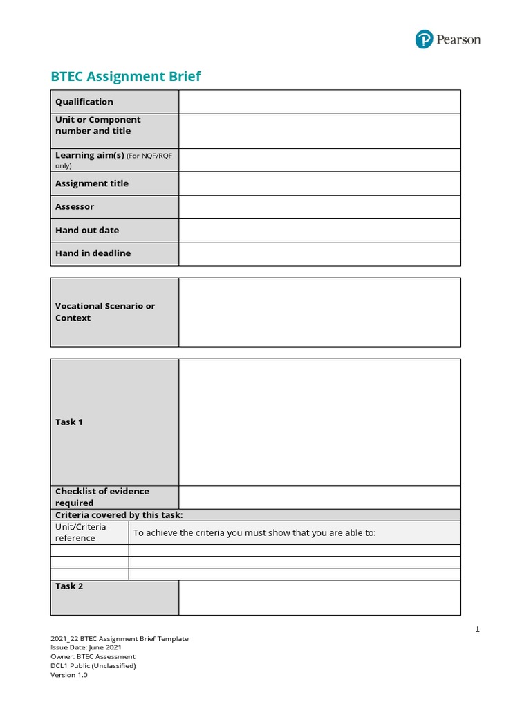 Btec Assignment Brief Template | PDF