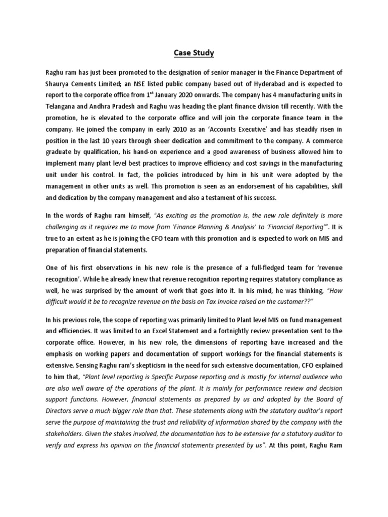 Case Study | PDF | Financial Statement | Chief Financial Officer