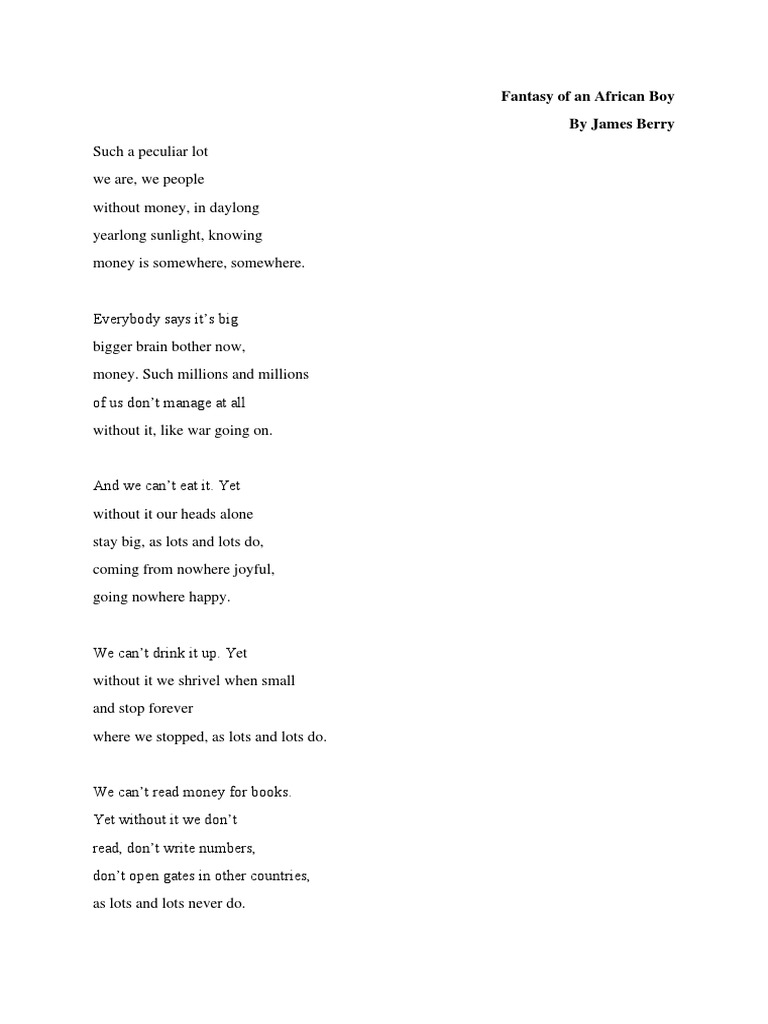 James Berry - Fantasy of An African Boy | PDF