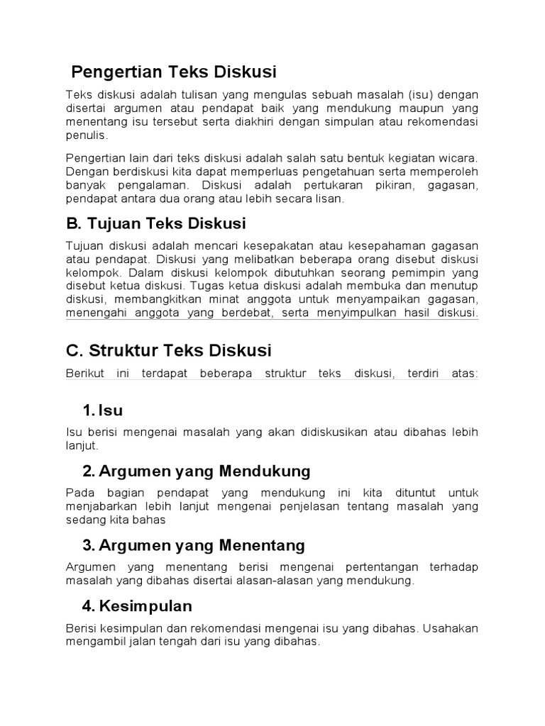 Pengertian Teks Diskusi | PDF