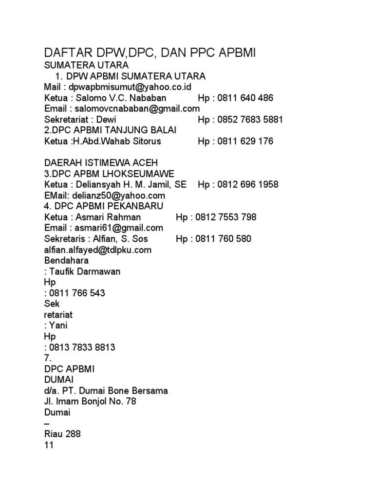 Daftar Apbmi | PDF