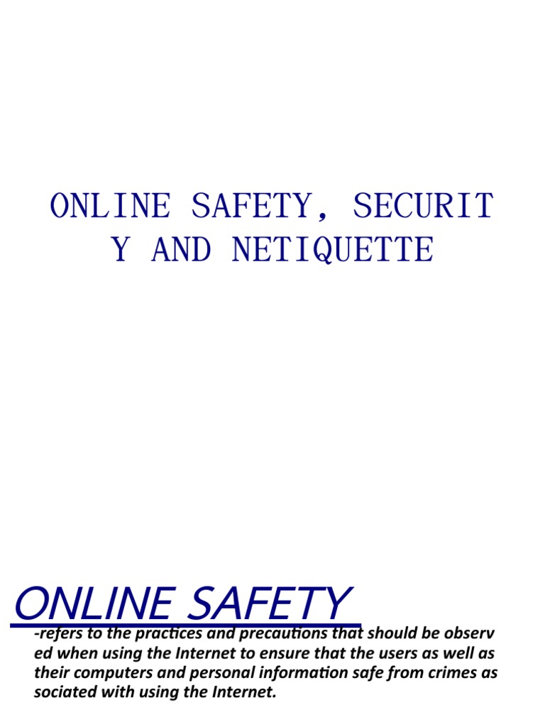 Online Safety, Security and Netiquette | PDF | Internet | Online And ...