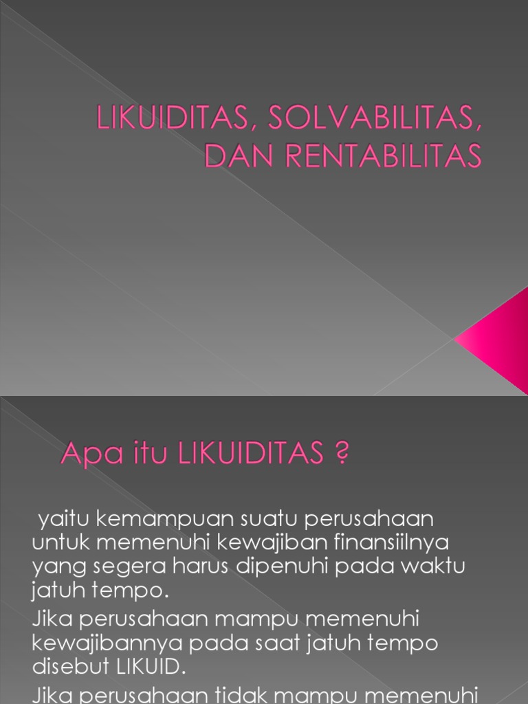 4 Likuiditas, Solvabilitas, Dan Rentabilitas | PDF