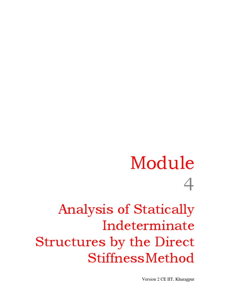 Analysis of Statically Indeterminate Structures by The Direct Stiffness Method | PDF
