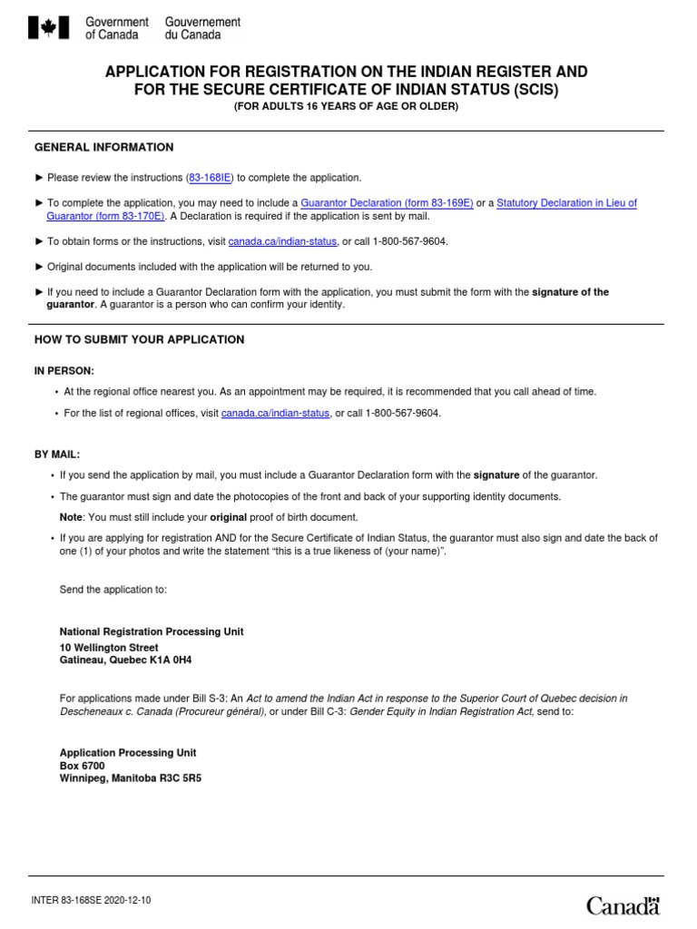 Application For Registration On The Indian Register and For The Secure ...